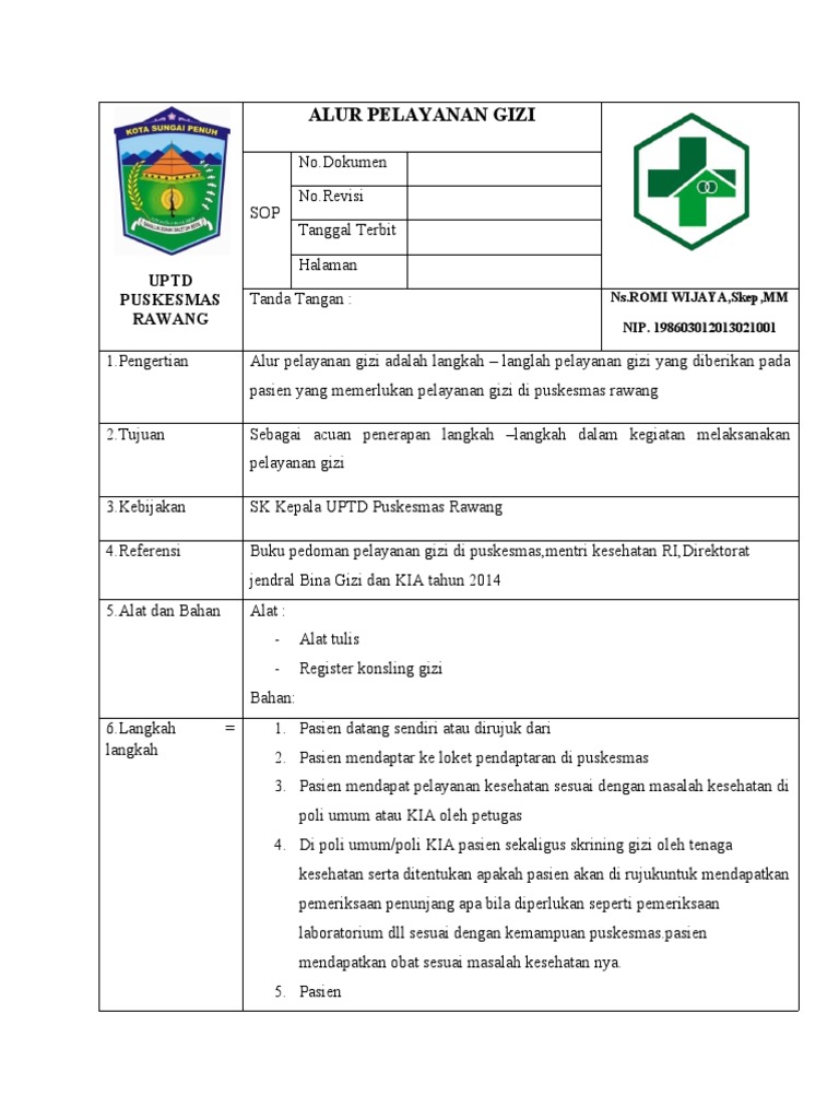 Sop Alur Pelayanan Gizi | PDF