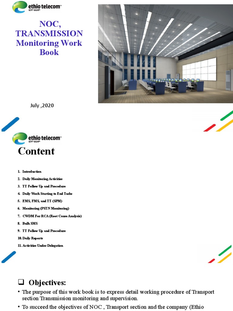 Noc Transmission Work Book 2020 Pdf Telecommunications Computing