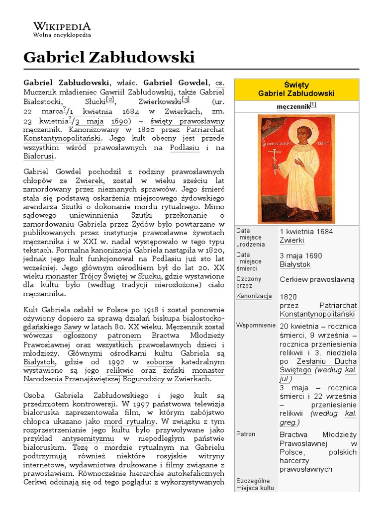 Gabriel Zabłudowski - Wikipedia, Wolna Encyklopedia | PDF Gabriel Zabłudowski - Wikipedia, Wolna Encyklopedia | PDF