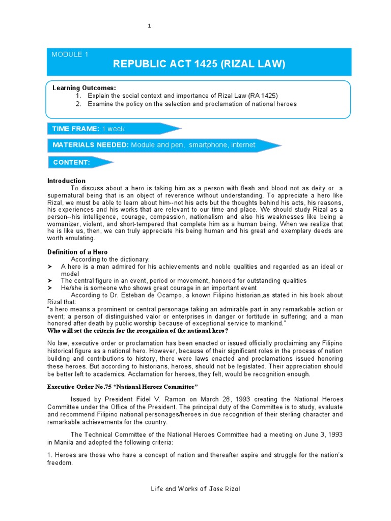 Life & Works of Rizal Module | PDF | Philippines