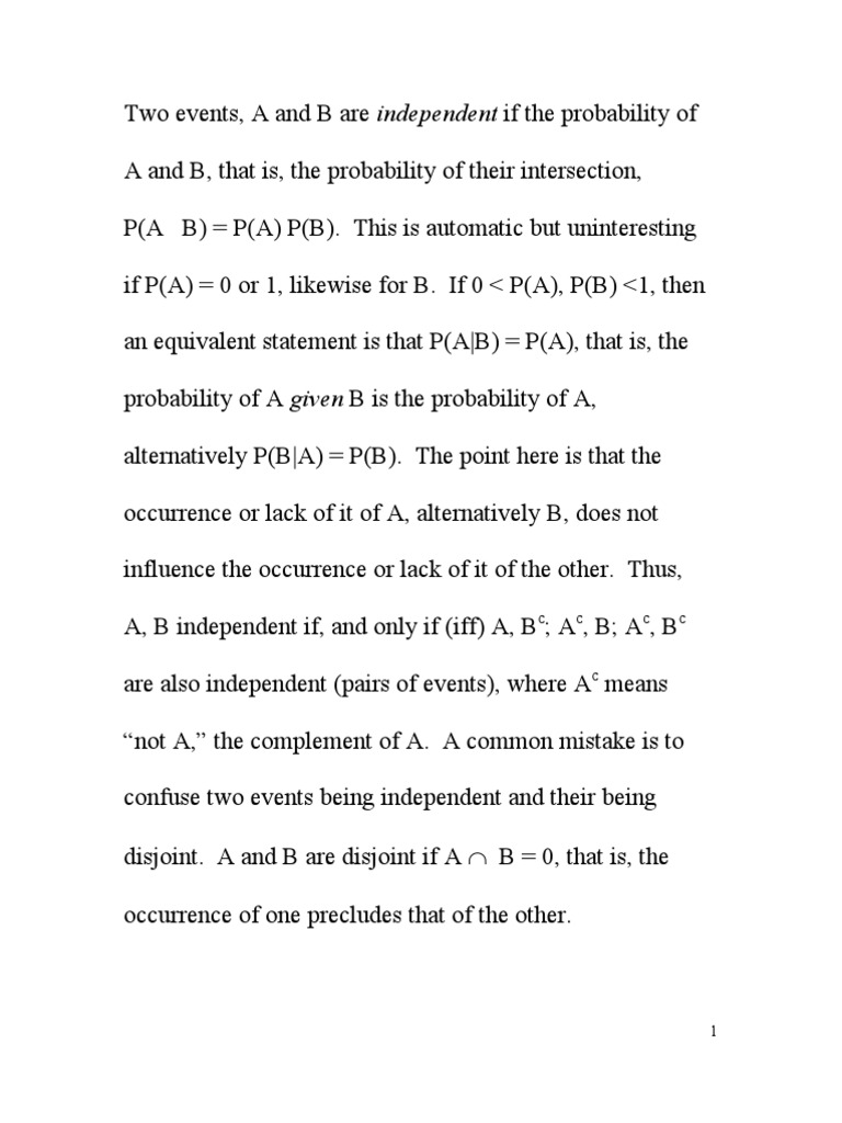 Understanding Independent vs. Disjoint Events | PDF | Philosophy ...
