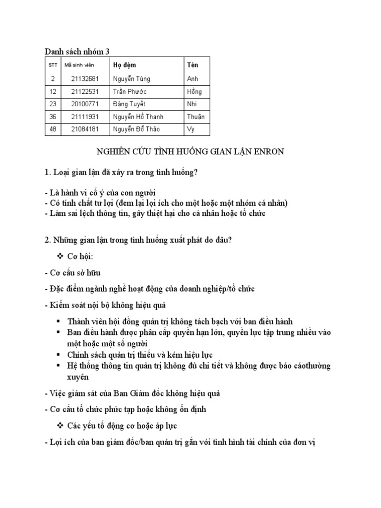 Nhom3 KSHTTTKT ENRON | PDF