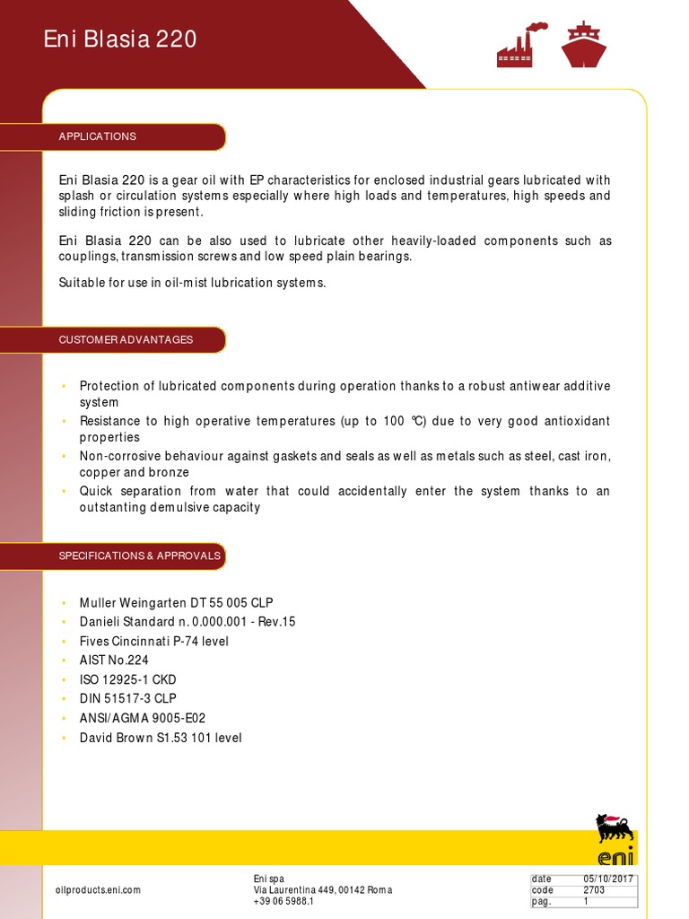 Eni Blasia 220 | PDF | Physical Sciences | Materials