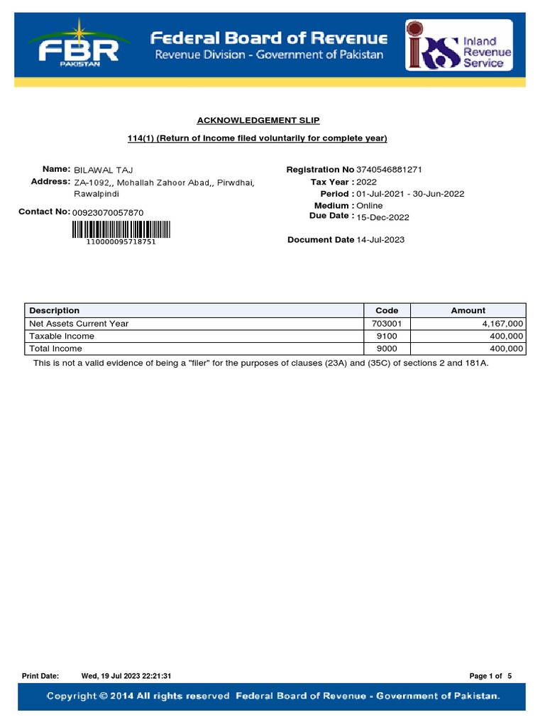 2022 Income Tax Return Summary | PDF | Capital Gains Tax | Taxes