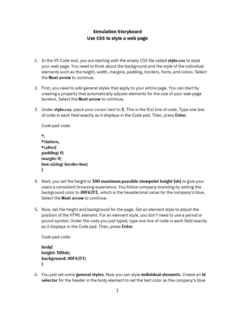 3.use CSS To Style A Web Page Simulation Transcript - EN | PDF ...