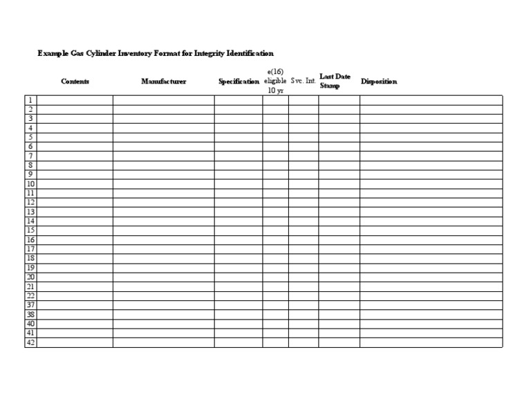 Gas Cylinder Inventory Format Guide | PDF