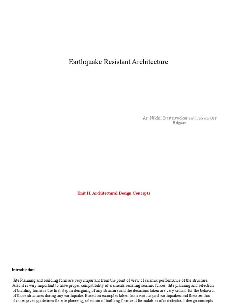 Earthquake Resistant Building Design | PDF | Earthquake Engineering | Force