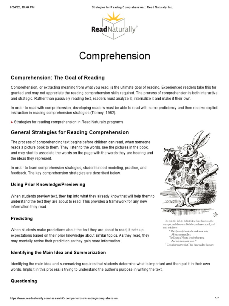 Strategies For Reading Comprehension Read Naturally, Inc | PDF ...