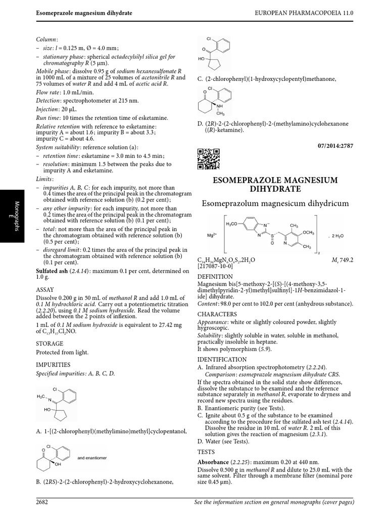 Esomeprazole Magnesium Dihydrate EP 11.0 | Download Free PDF ...
