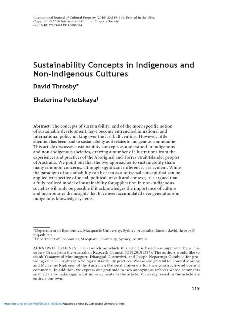 Sustainability Concepts in Indigenous and Non Indigenous Cultures | PDF ...