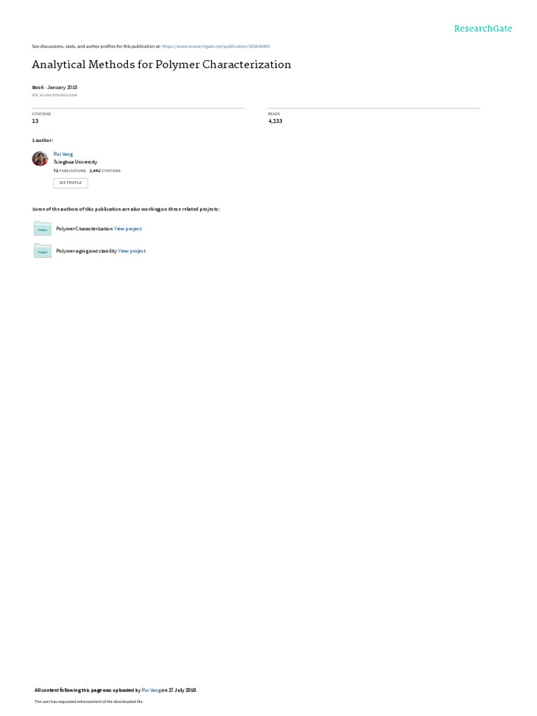 Polymer Characterization Techniques | PDF | Spectroscopy | Optics