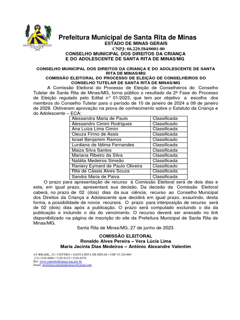 Resultado Prova Conhecimento ECA 2023 | PDF | Brasil