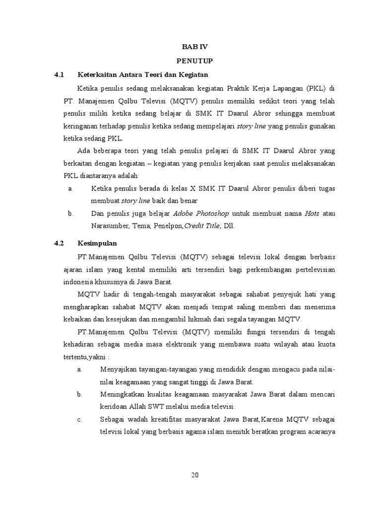 BAB IV Kesimpulan Dan Saran Saran | PDF