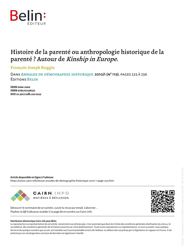 Adh 119 0223 | PDF | Anthropologie | Parenté