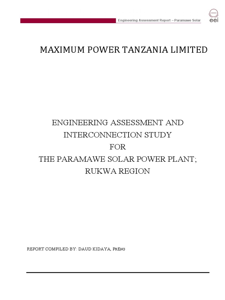 Paramawe Solar Engineering Assesment Report - Final | PDF | Alternating ...