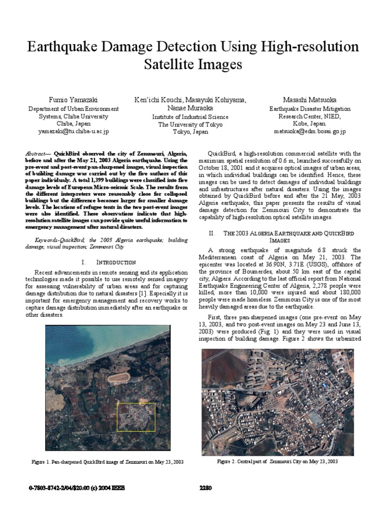 Earthquake Damage Detection Using High-Resolution Satellite Images ...