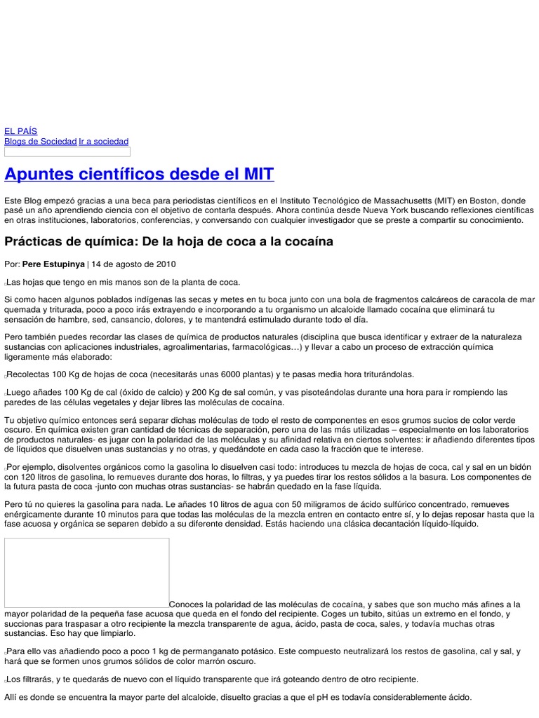 Extracción química de cocaína explicada | PDF | Cocaína | Sal (química)