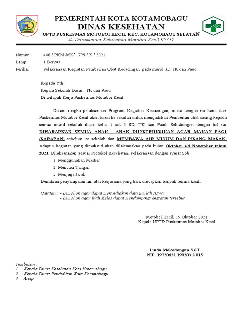 Surat Kecacingan Tahun 2021 | PDF