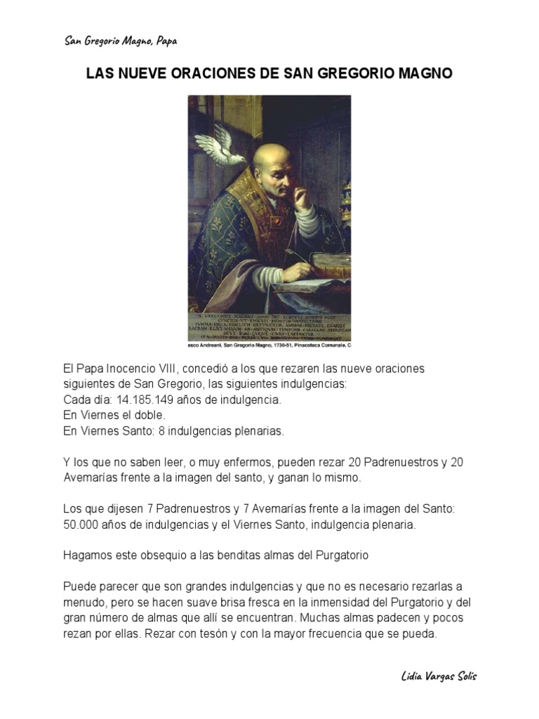 Las Nueve Oraciones de San Gregorio Magno | PDF | orador del Señor | Cristo (título)