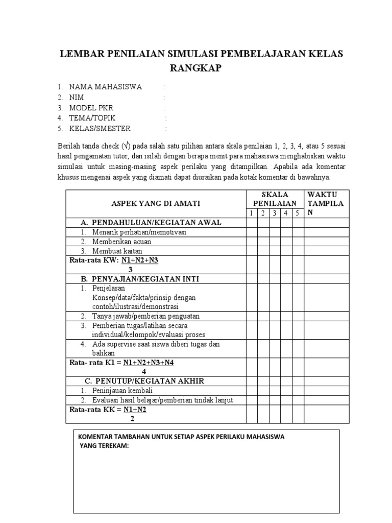 Lembar Simulasi PKR | PDF | Metode & Bahan Ajar