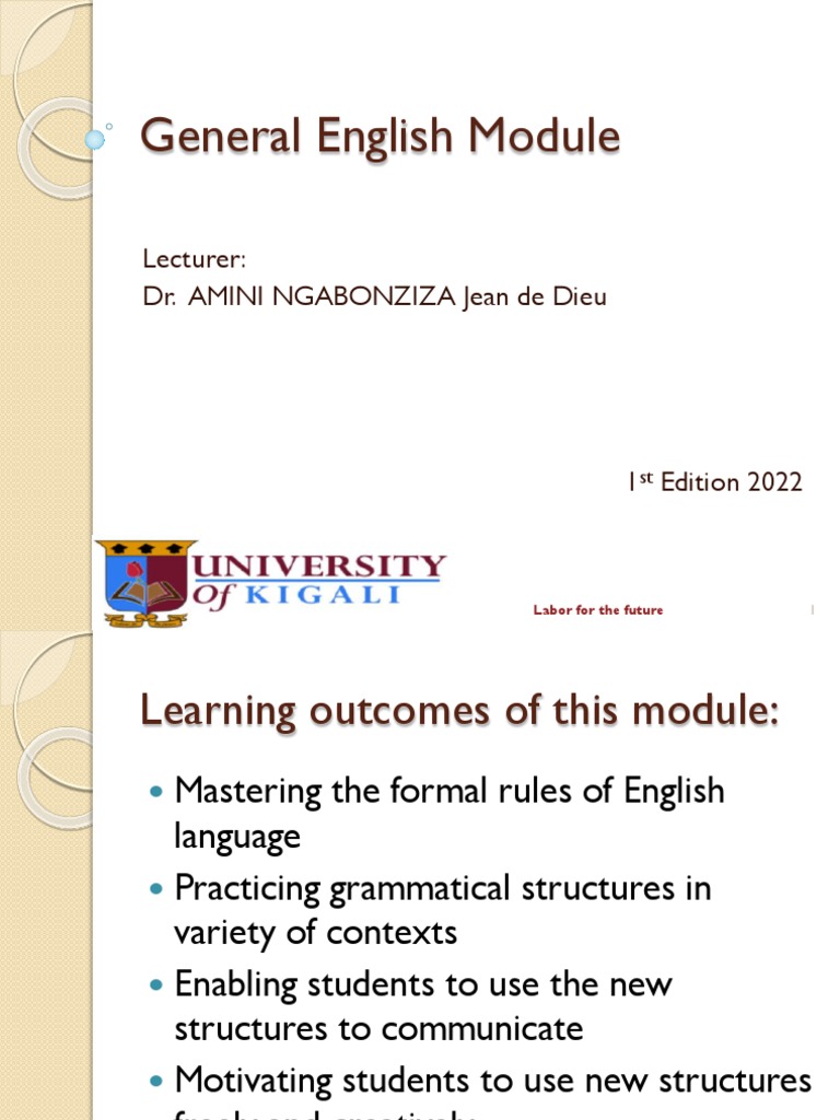 General English Module ANJ 1st Edition 2022 - Dr. Amini Ngabonziza Jean ...