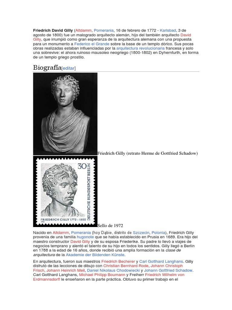 Friedrich Gilly: Promesa de la Arquitectura | PDF | Arte