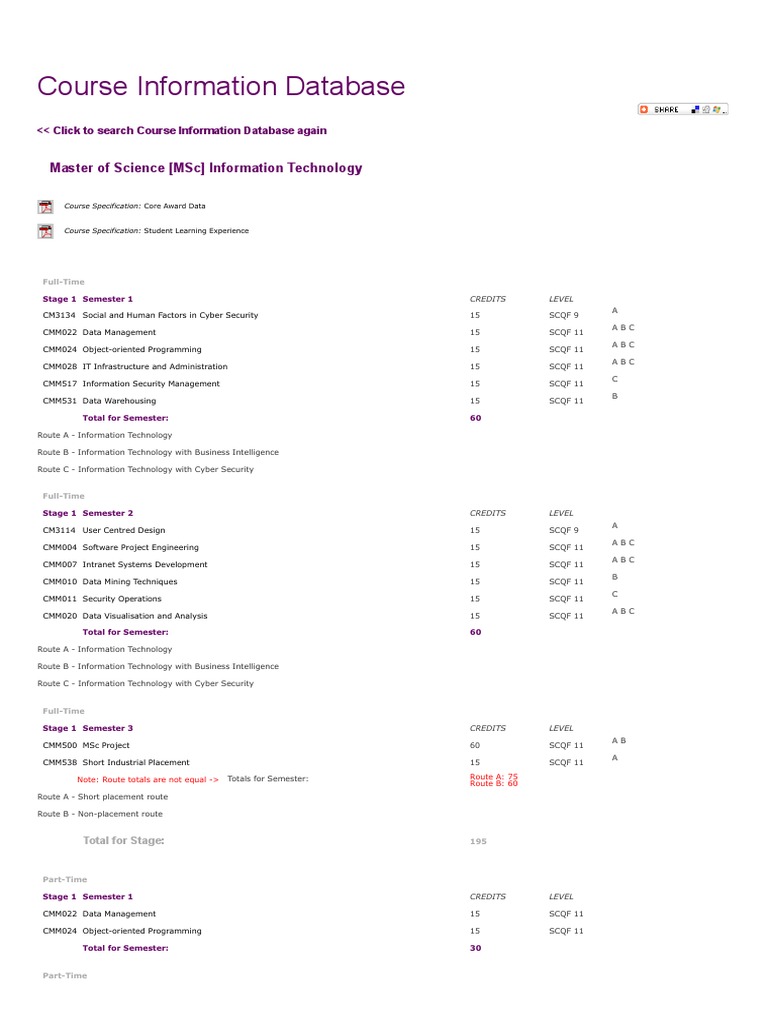 MSc IT Course Overview | PDF | Cybernetics | Information Technology ...