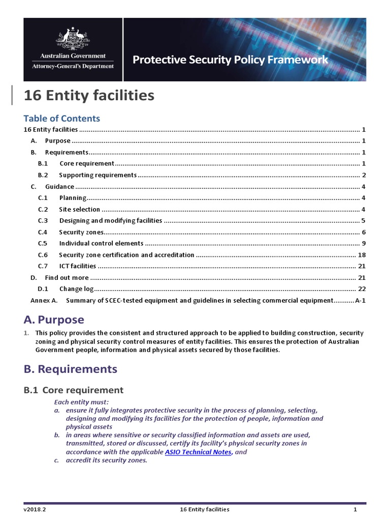 PSPF Policy 16 Entity Facilities - 0 | PDF | Classified Information ...