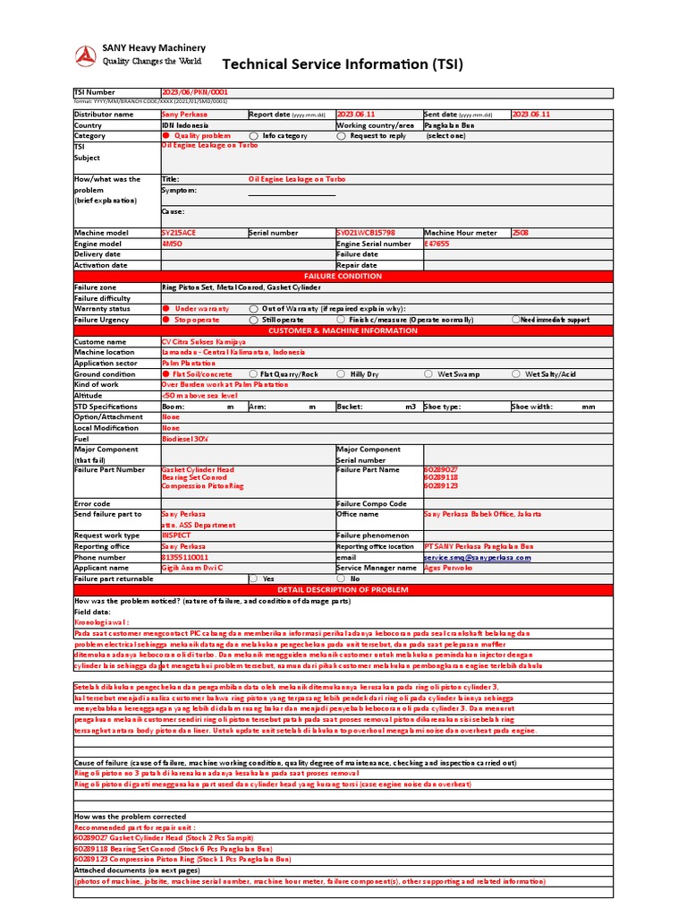 Technical Service Information Engine CV Citra Sukses Kamijaya | PDF ...