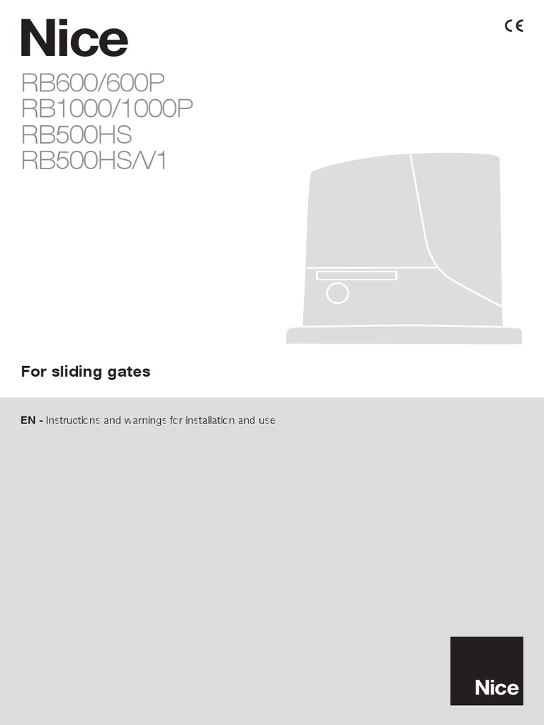 Nice ROBUS RB600 P RB1000 P RB500HS Manual | PDF | Automation ...