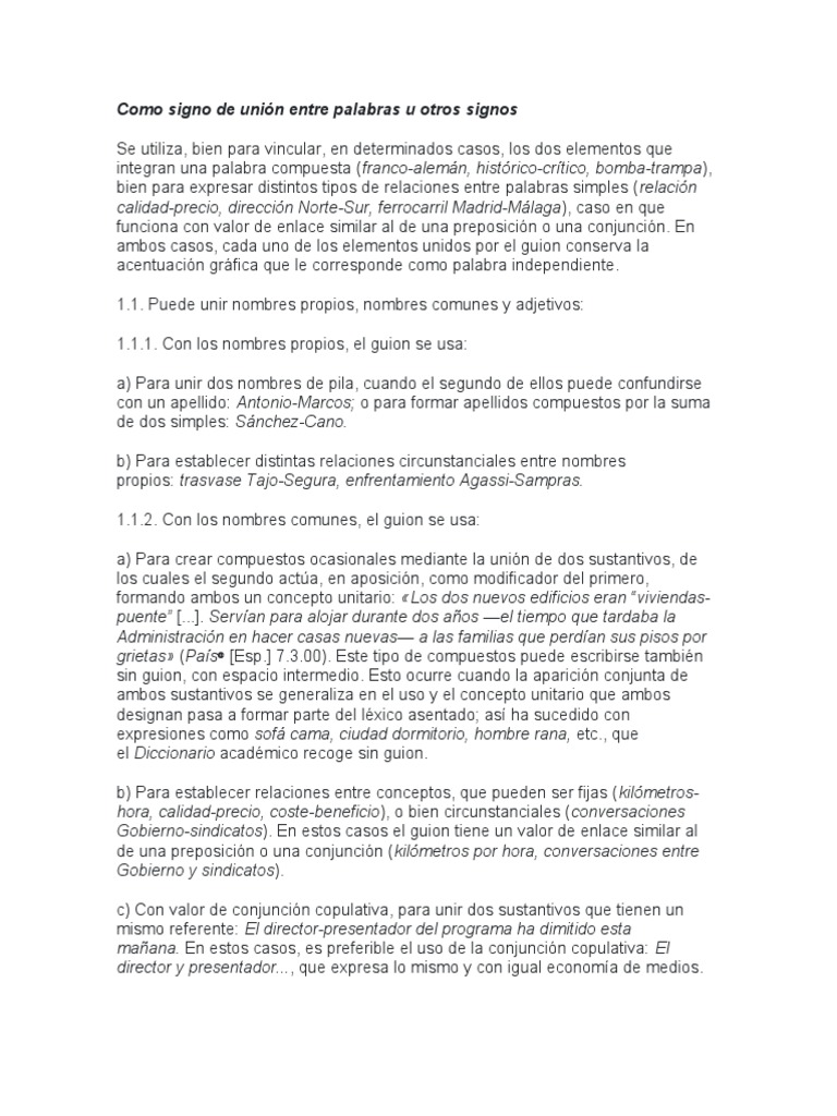 Como Signo de Unión Entre Palabras U Otros Signos | PDF | Palabra ...