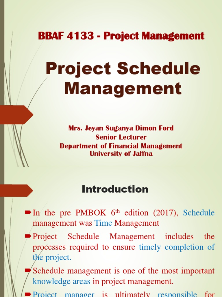 Slide 4 (MGT) - Project Schedule Management | PDF