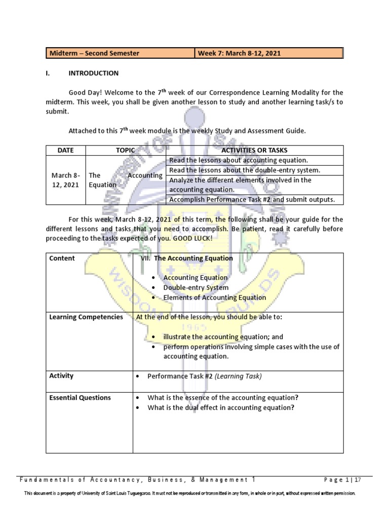 Fabm 1 - CL Module Week 7 | PDF | Debits And Credits | Equity (Finance)