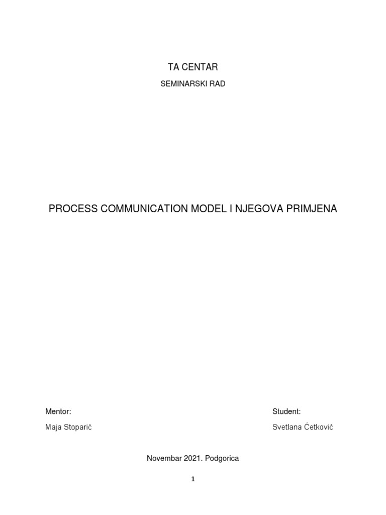 Procesni Model - Svetlana Ćetković | PDF
