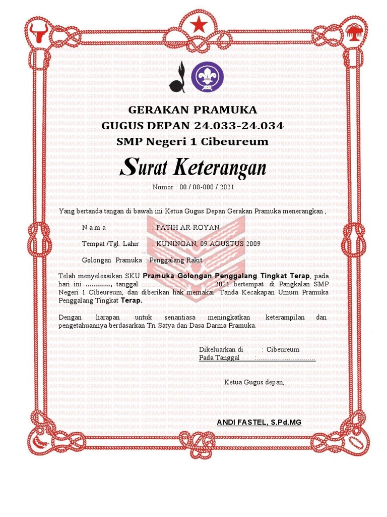 Piagam SKU Penggalang Terap | PDF