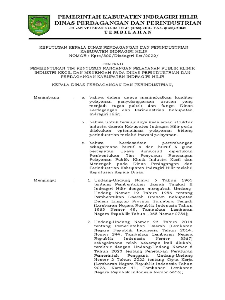 SK Tim Penyusunan Rancangan Klinik Ikm | PDF