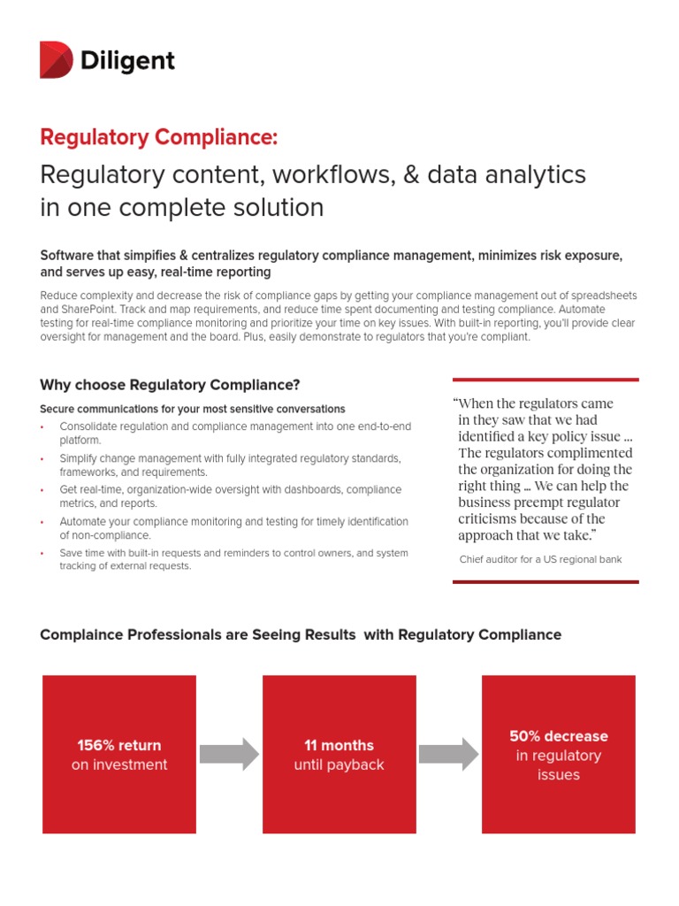 Product Sheet - Regulatory Compliance | PDF | Regulatory Compliance ...