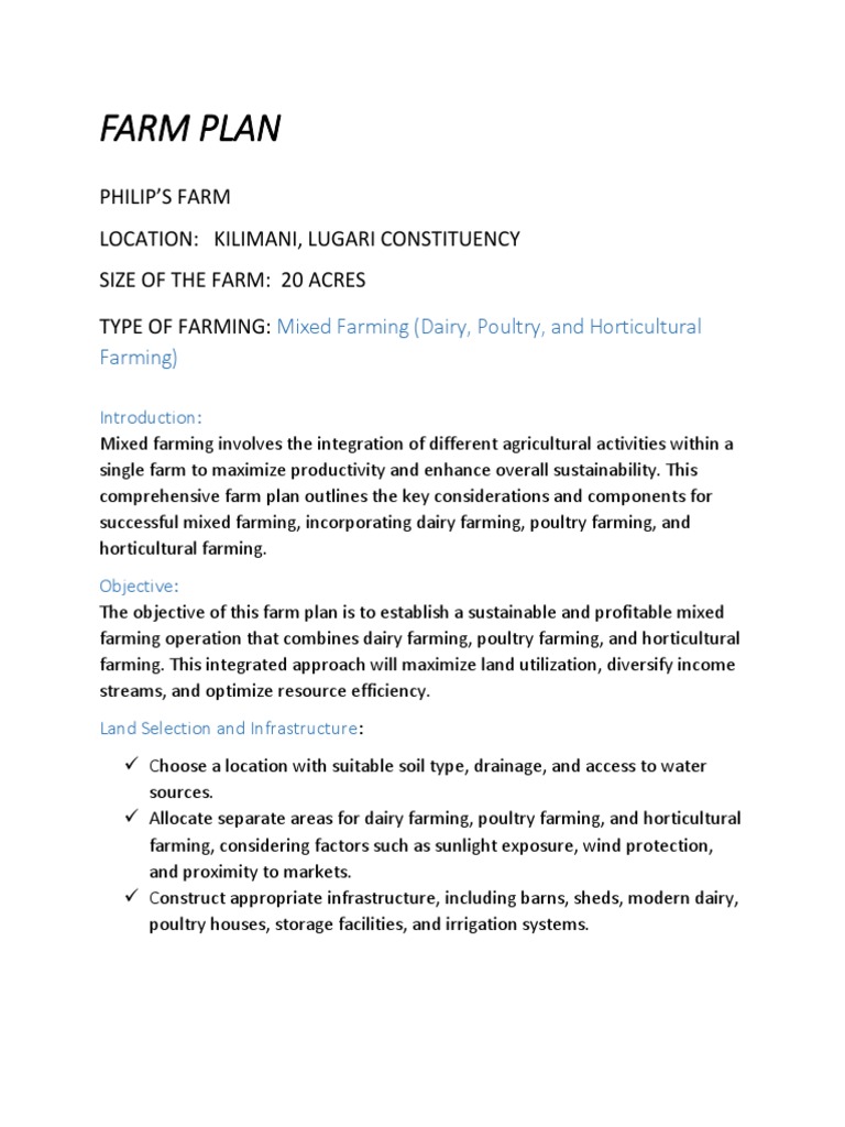 Farm Plan | PDF | Agriculture | Dairy Farming
