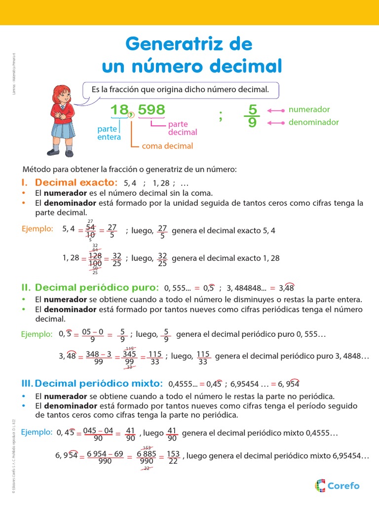 Lámina - Generatriz de Un Número Decimal | PDF | Números | Convenciones ...