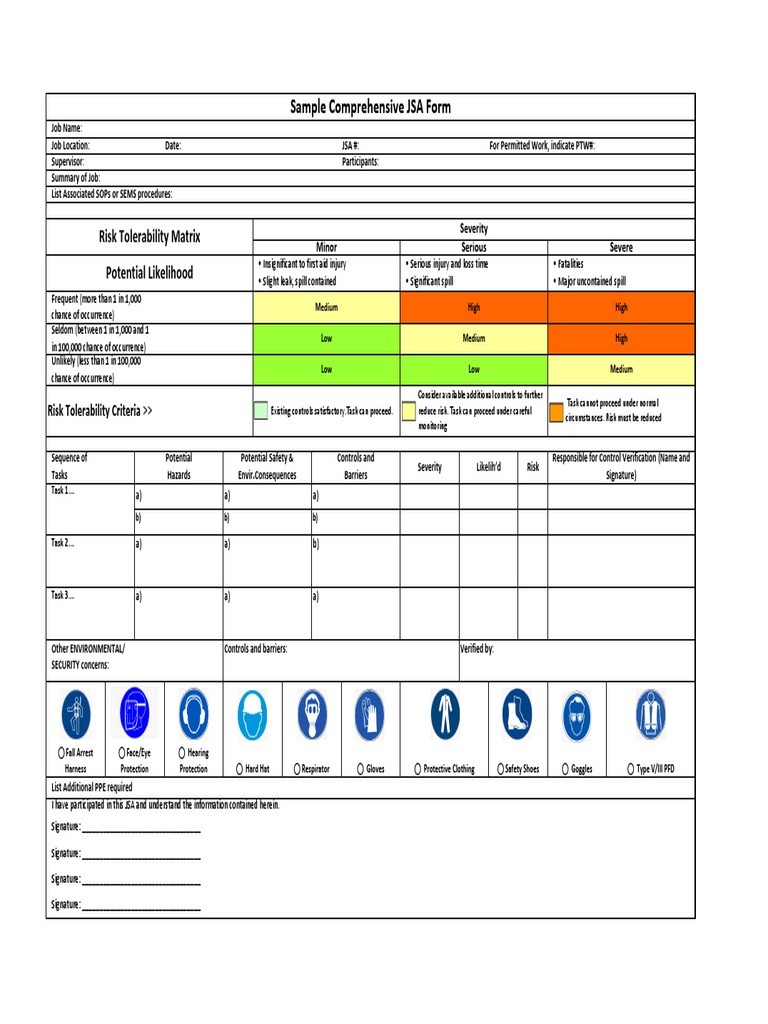 Jsa Form | Download Free PDF | Personal Protective Equipment | Risk