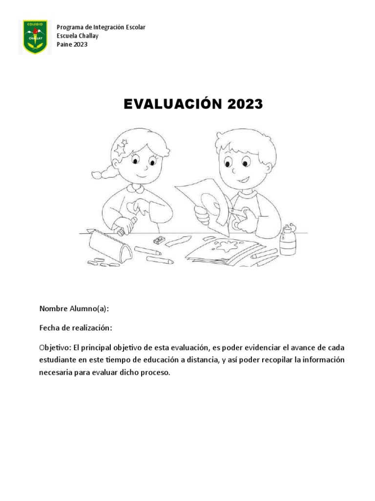 Evaluación Pre Kinder | PDF | Arte