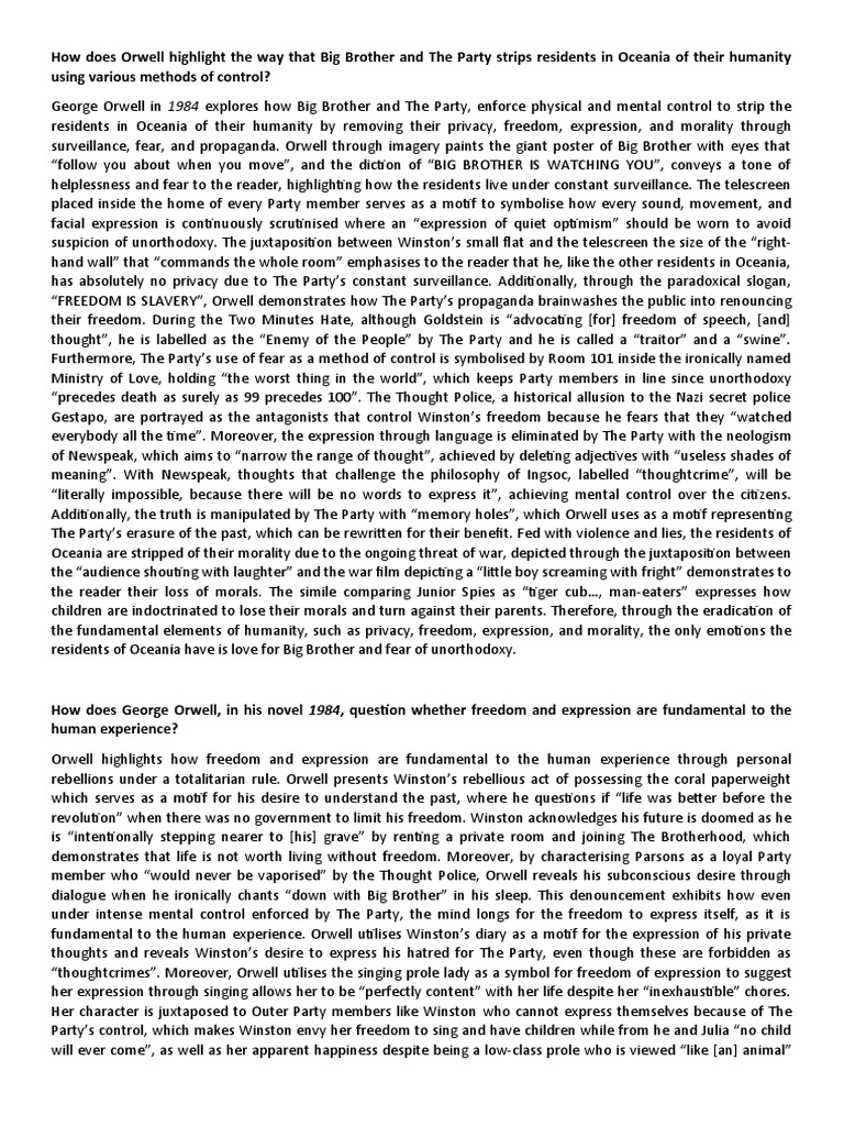 1984 Novel Study | PDF