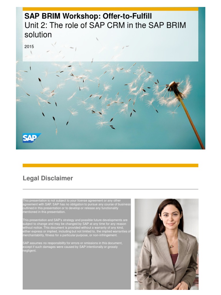 BRIM E2E Enablement V1 Accel OTF Unit 1 Role of SAP CRM | PDF | Invoice | Pricing