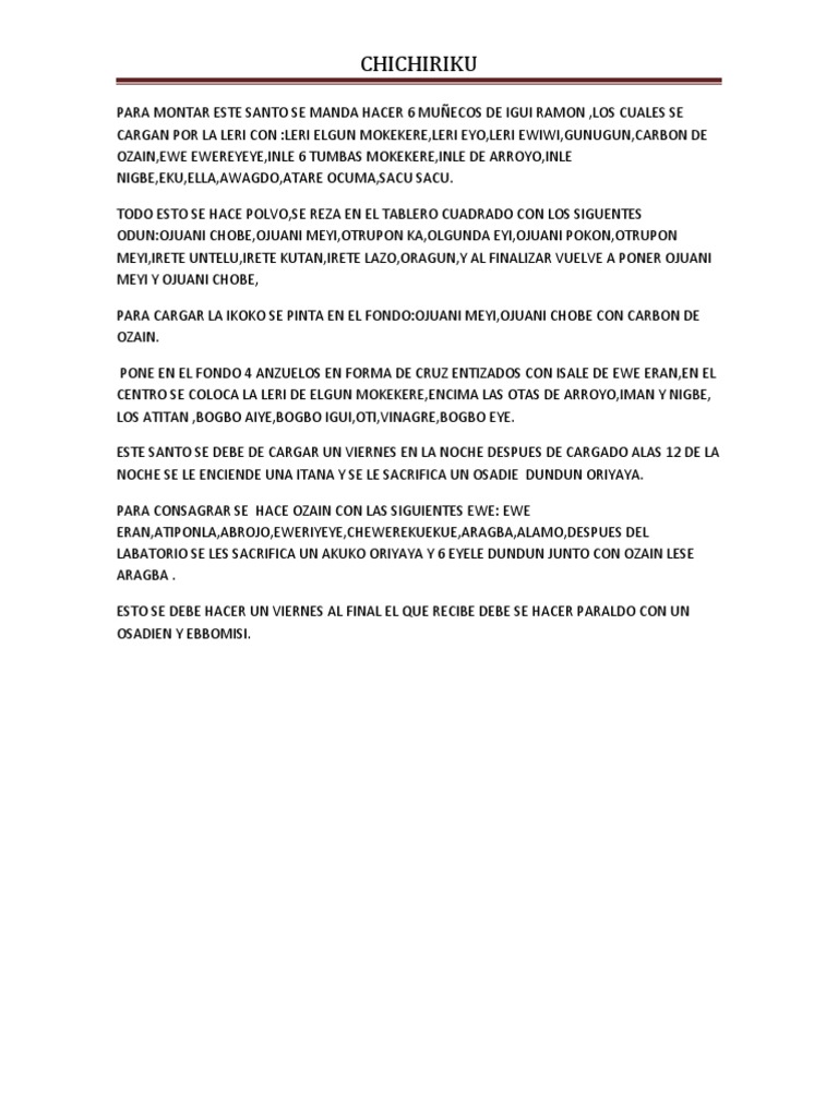 Ritual del Chichiriku en Palo Mayombe | PDF