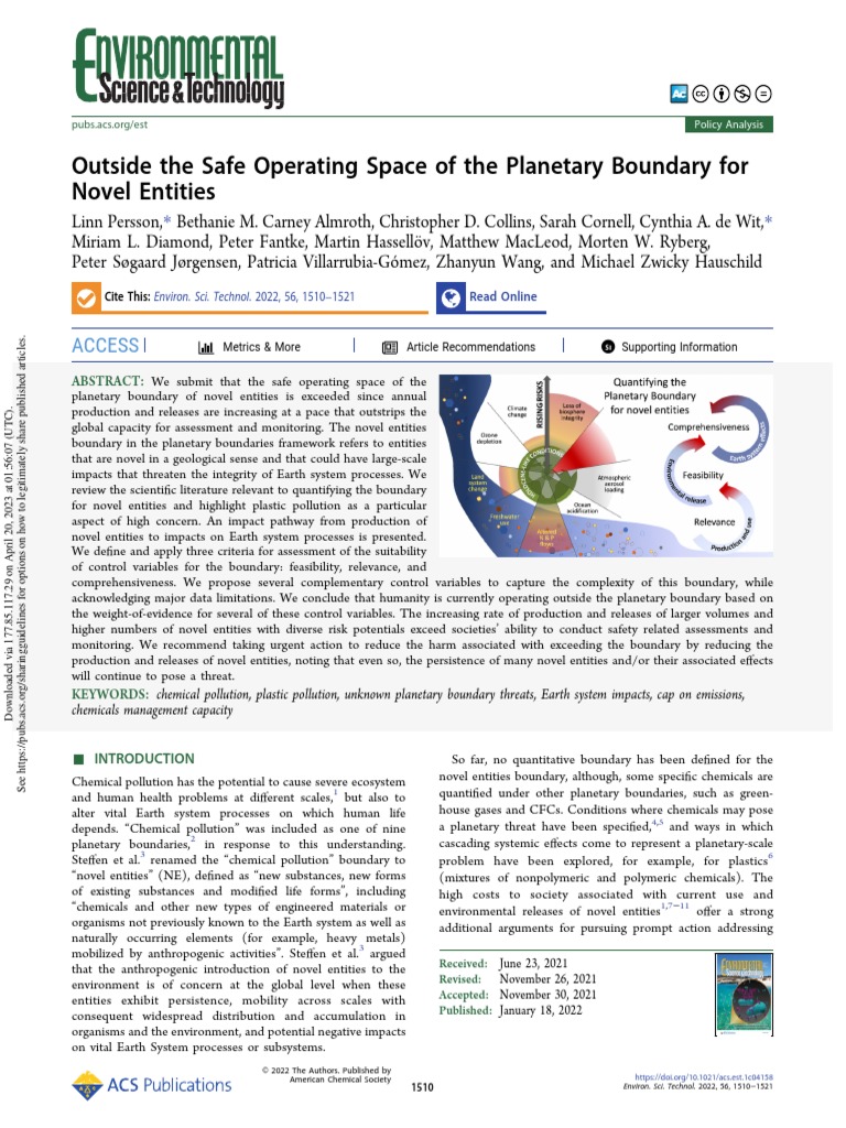 Persson Et Al. - Outside The Safe Operating Space of The Planetary ...