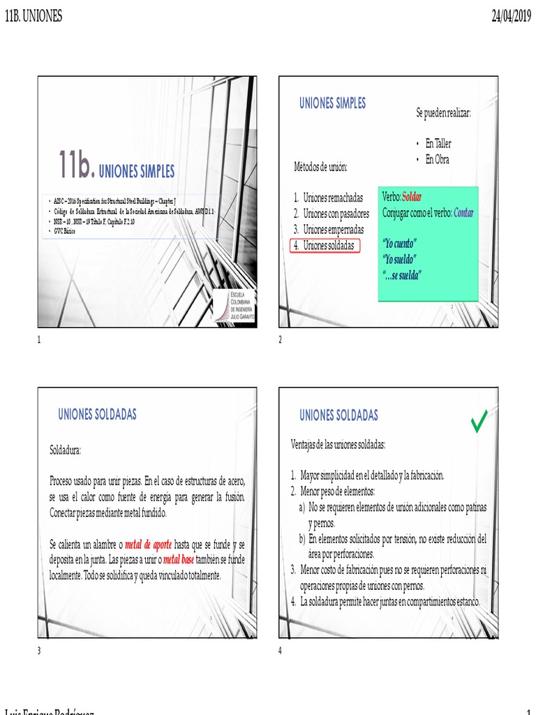 11b-Uniones Simples | PDF | Soldadura | Construcción