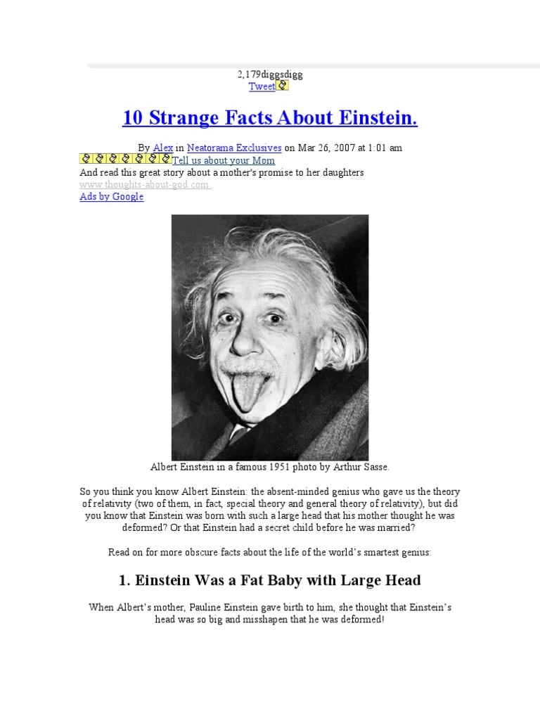 10 Strange Facts About Einstein.: 1. Einstein Was A Fat Baby With Large ...