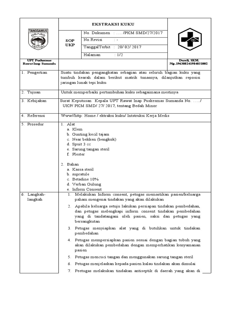 UKP SOP EKSTRAKSI KUKU | PDF