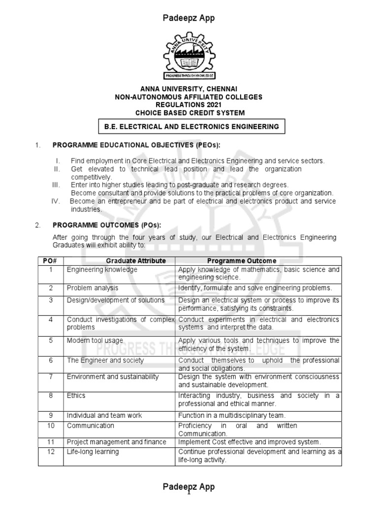 B.E. EEE - Padeepz App | PDF
