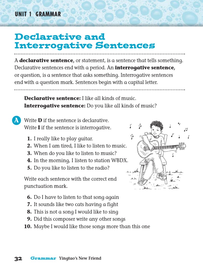 5 Declarative and Interrogative | PDF | Sentence (Linguistics) | Question